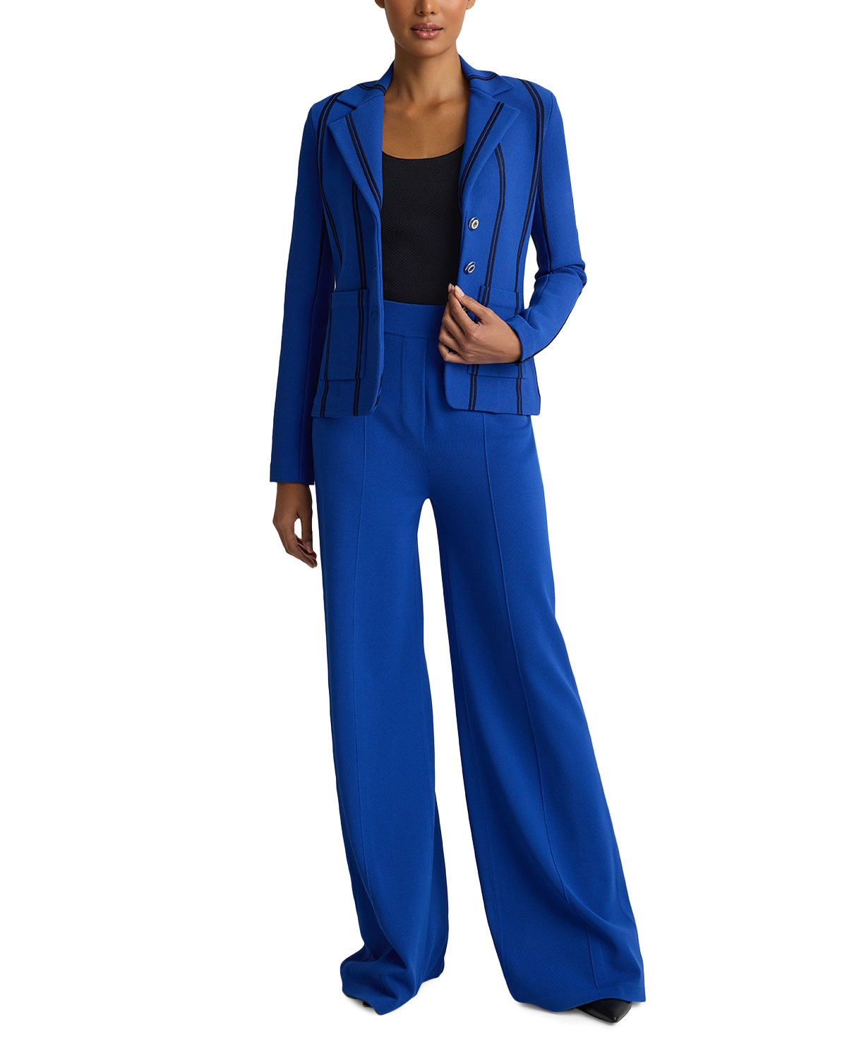 ST. JOHN St. John Crepe Knit Jacket with Vertical Stripes